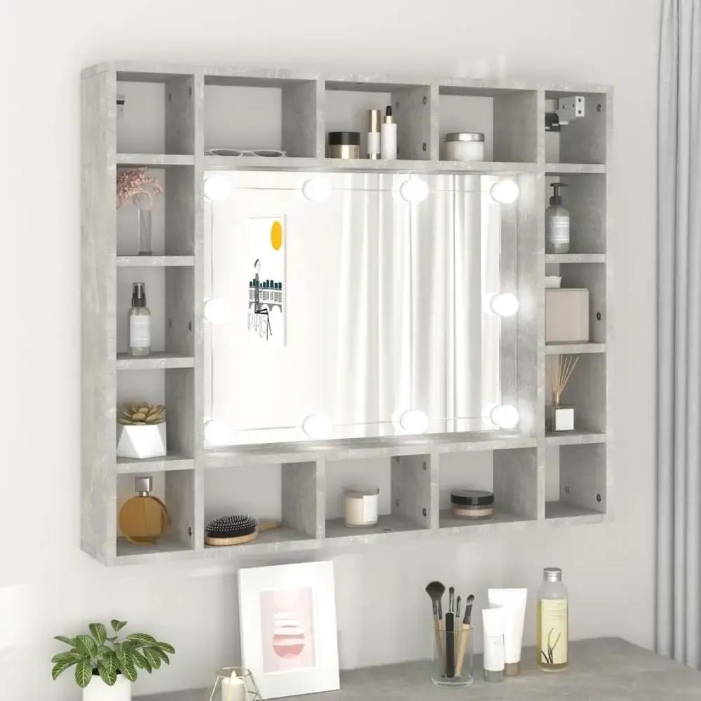 Petromila Zrcadlová skříňka s LED betonově šedá 91 x 15 x 76,5 cm
