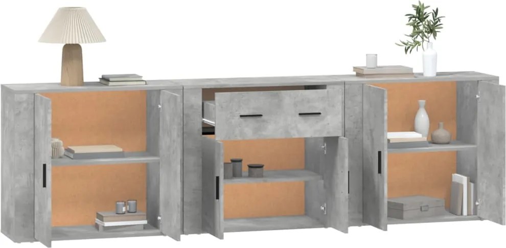 Příborníky 3 ks betonově šedé kompozitní dřevo 3185419