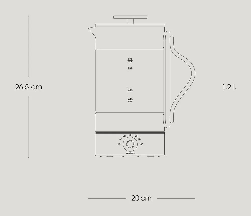 Skleněná rychlovarná konvice ve stříbrné barvě 1,2 l Emma – Stelton