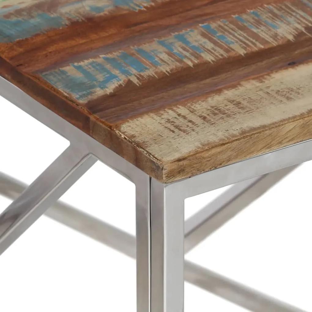Konferenční stolek stříbrný nerezová ocel a recyklované dřevo - Default Title