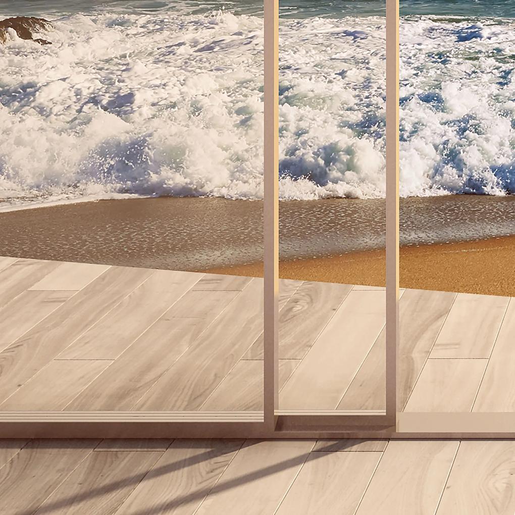 Malvis ® 3D Tapeta Výhled dřevěného tunelu na moře Vel. (šířka x výška): 432 x 290 cm
