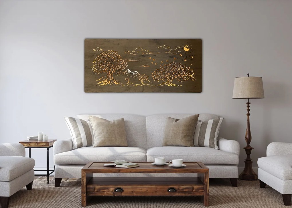 Li-Go "Čtyři duby" světelný obraz 230V 130x60 cm provedení povrchu: bříza