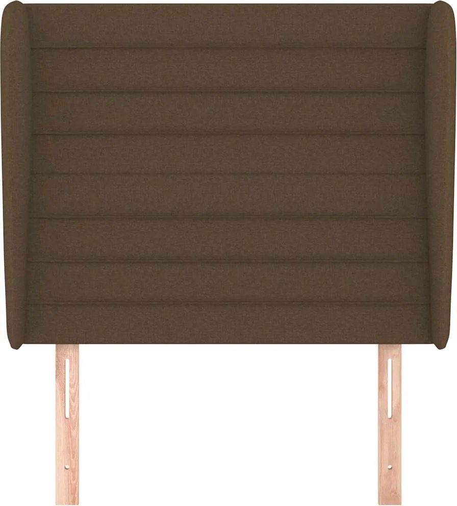 Čelo postele typu ušák tmavě hnědé 83 x 23 x 118/128 cm textil 3118073
