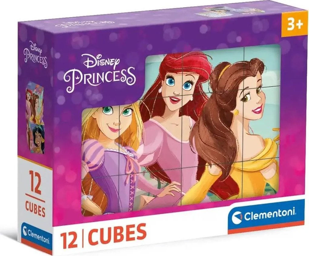 Clementoni obrázkové kostky disney princezny, 12 kostek