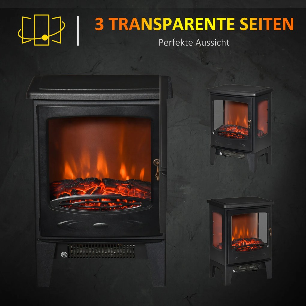 HOMCOM Elektrický krb s vytápěním, 2000 W elektrický krb s LED plamenovým efektem