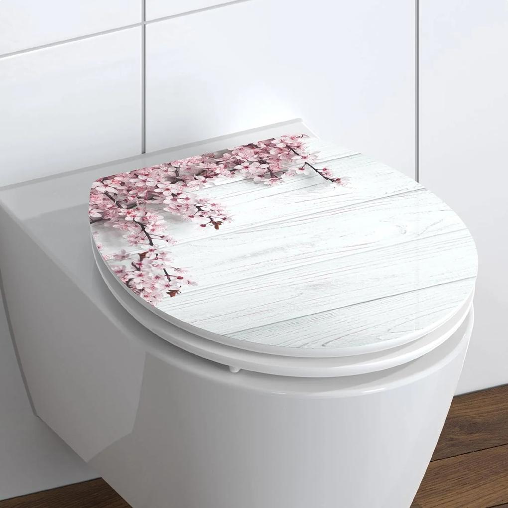 Eisl Sanitär WC prkénko MDF Soft Close Flowers and Wood High Gloss 80549