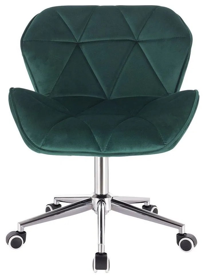LuxuryForm DESIGN Otočná židle MILANO VELUR na stříbrné podstavě s kolečky - zelená