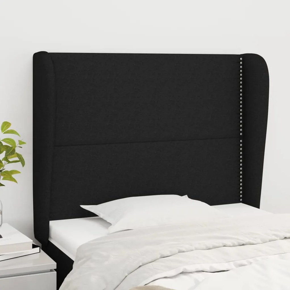 Čelo postele typu ušák černé 103x23x118/128 cm textil 3117808