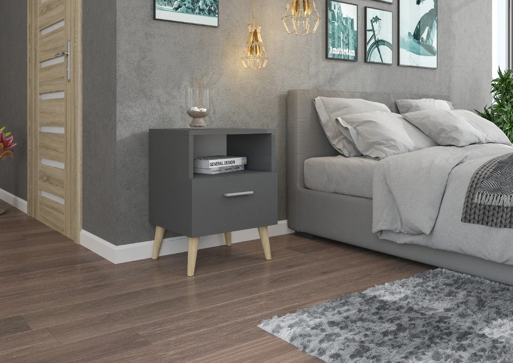 ADRK Furniture Noční stolek se zásuvkou LOGAN NS-Log-GR-L014