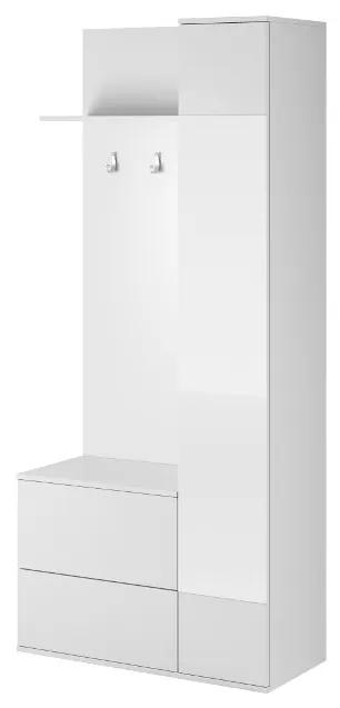 Expedo Předsíňová stěna ORANGE se zrcadlem, 90x195x34, bílá