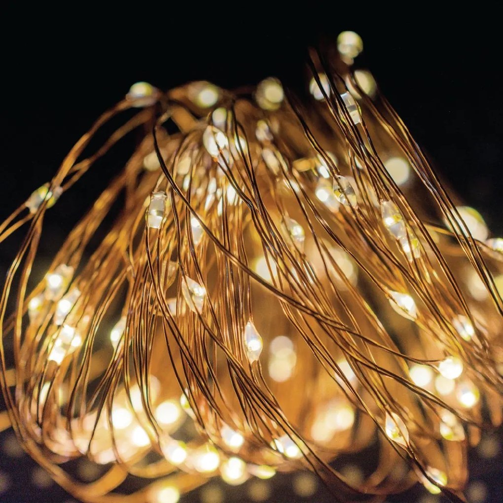 Solární LED světelný řetěz Micro, 15m