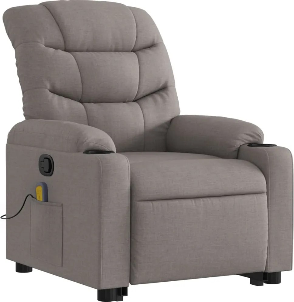 Zvedací masážní polohovací křeslo taupe textil 3206661