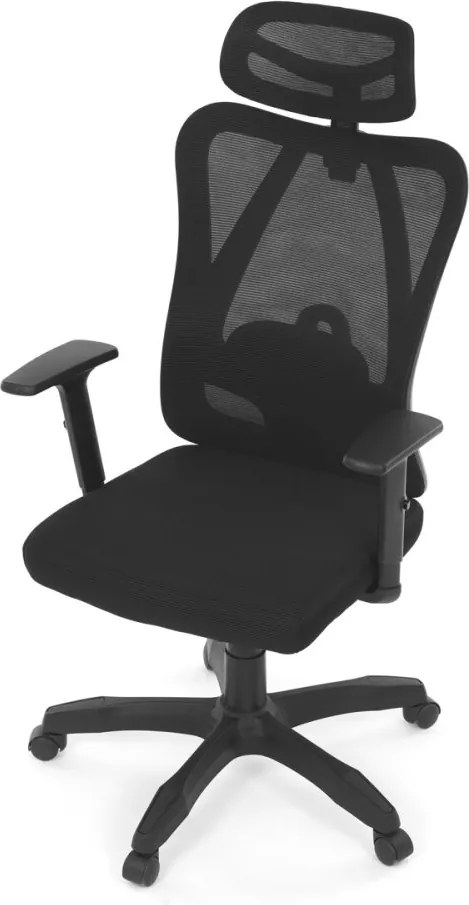 Kancelářská židle KA-R215 BK, synchronní mechanismus, černá síťovina (65 x 63) cm