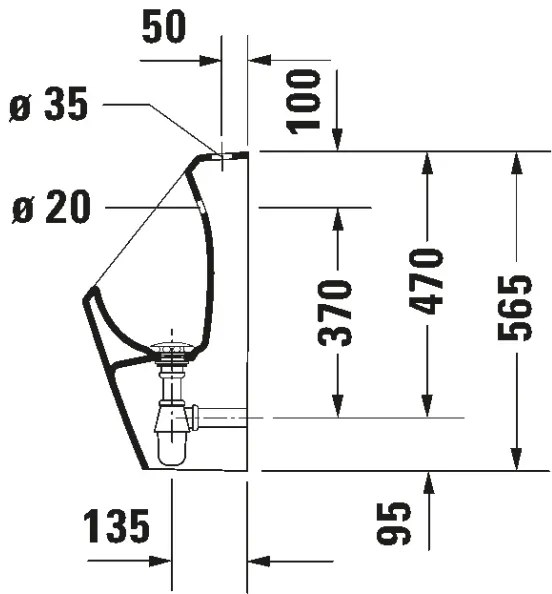 Duravit 828300000 - Pisoár D-CODE horní přívod, zadní odpad keramika/lesklá bílá