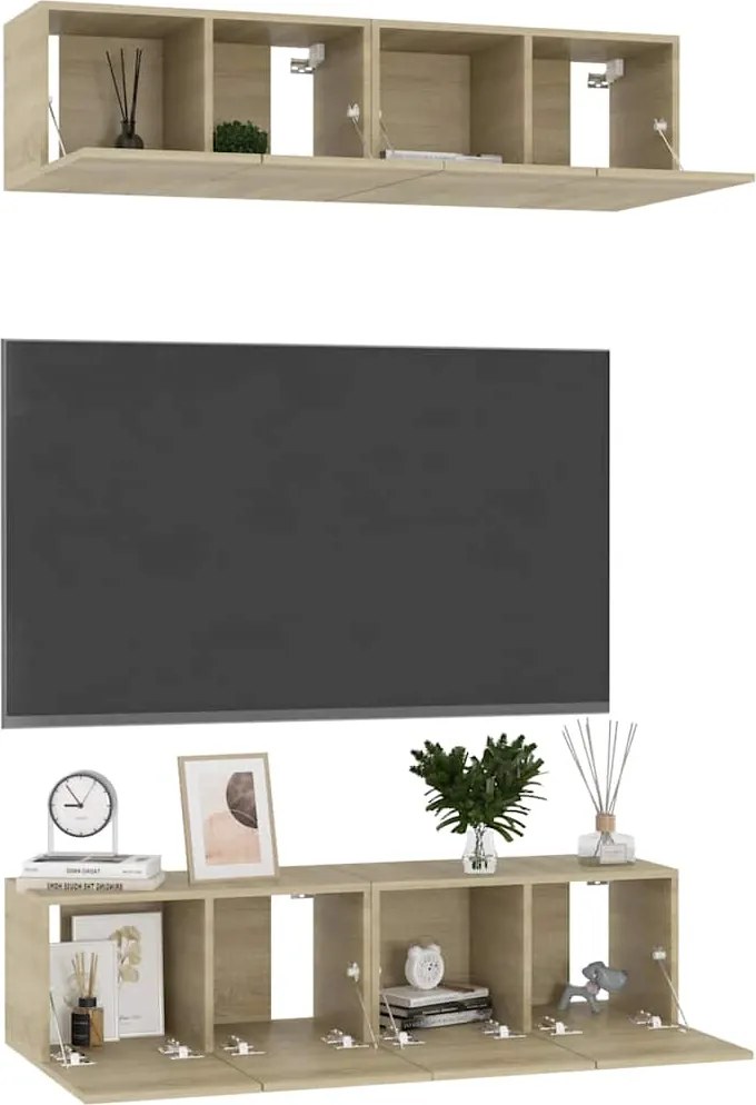 TV skříňky 4 ks dub sonoma 60 x 30 x 30 cm kompozitní dřevo 3078954