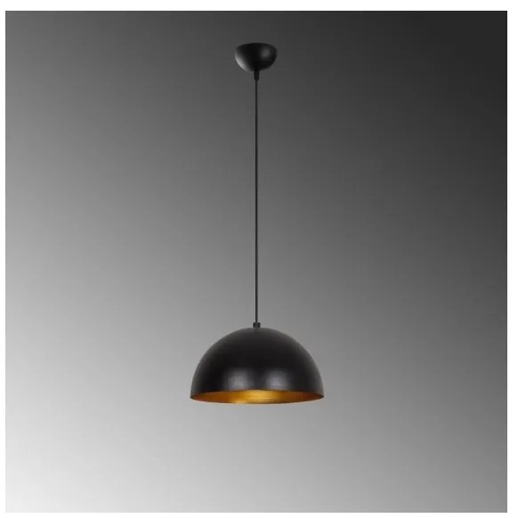 Lustr na lanku SIVANI 1xE27/40W/230V pr. 30 cm černá/měděná