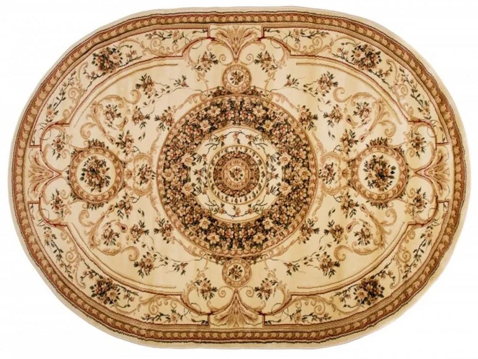 Kusový koberec klasický vzor 3 béžový ovál 200x300cm