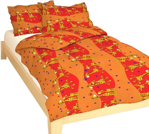 DADKA Povlečení krep do postýlky Žirafa červená 90x130, 45x60 cm