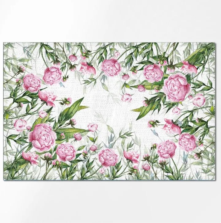 Lenbutik Lněné prostírání 48x32 cm Pivoňky/ Peonies