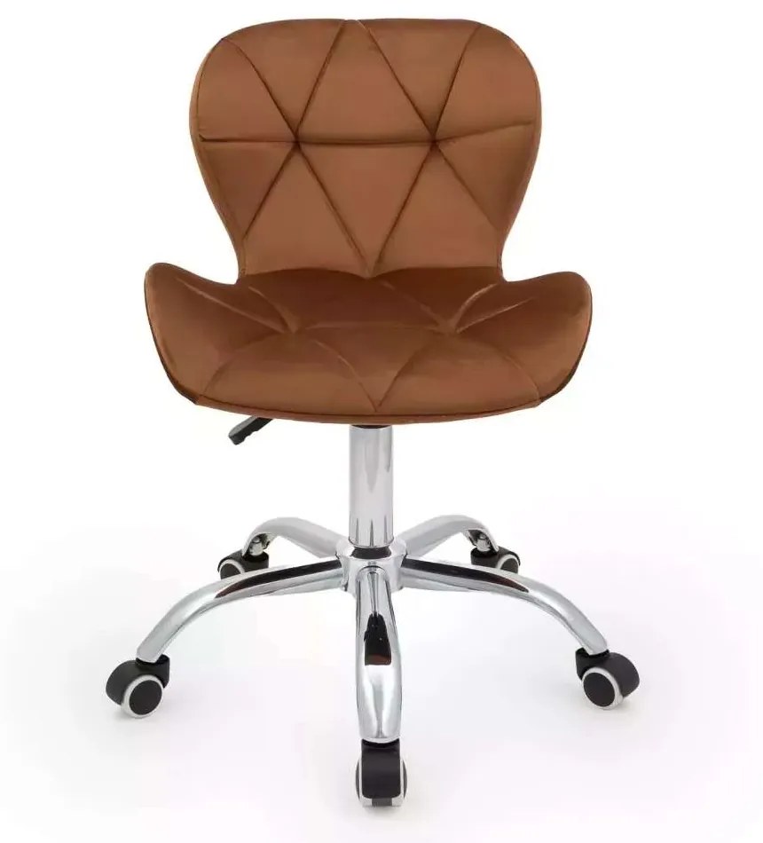 LuxuryForm DESIGN Otočná židle LIVIO VELUR na stříbrné podstavě s kolečky - hnědá