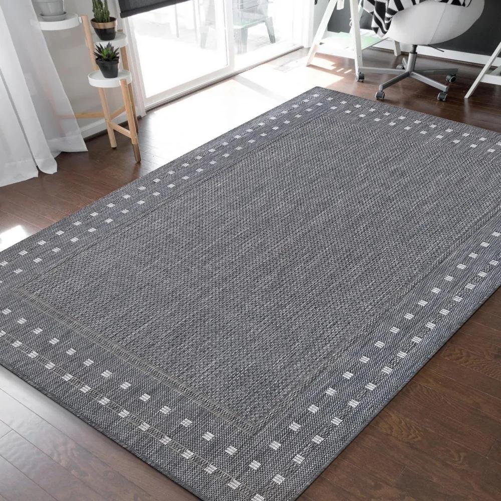 Jednobarevný šedý koberec s geometrickým vzorem Šířka: 200 cm | Délka: 290 cm