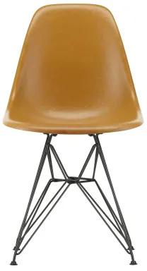 Eames Fiberglass Chair DSR černě lakovaná tmavá okrová Vitra