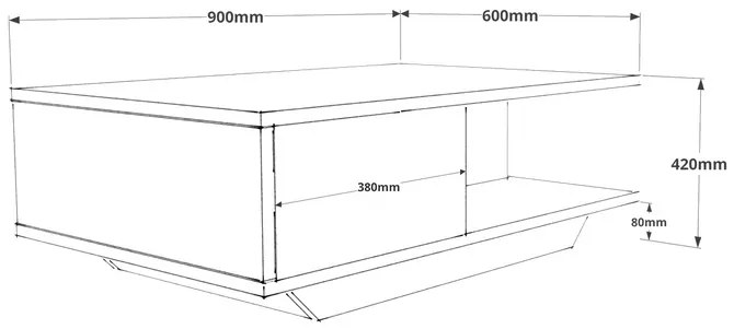 Meblovo Konferenční stolek Orion, bílá vysoký lesk/beton