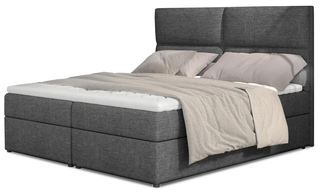 Kontinentální postel 160 cm Amebra (světle šedá) (s matracemi a úl. prostorem). 1025389