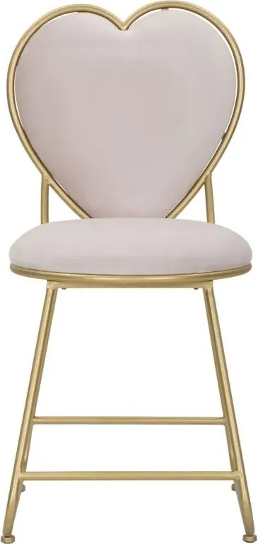 Designová jídelní židle Heart světle růžová/zlatá