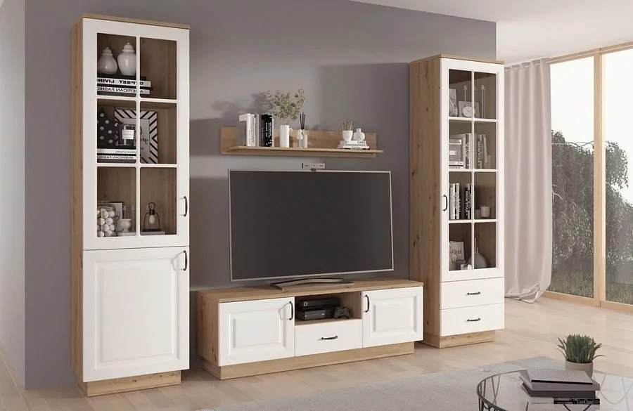 Casarredo - Komfort nábytek Televizní stolek FEDERICO 2D1S, flawia, dub artisan/bílá