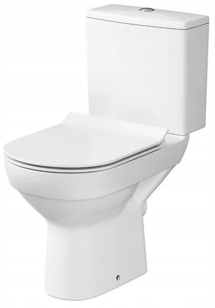 Cersanit City New CleanOn, kombi wc se splachováním 3/5l, horizontální odtok + antibakteriální toaletní sedátko z duroplastu, bílá, K35-037