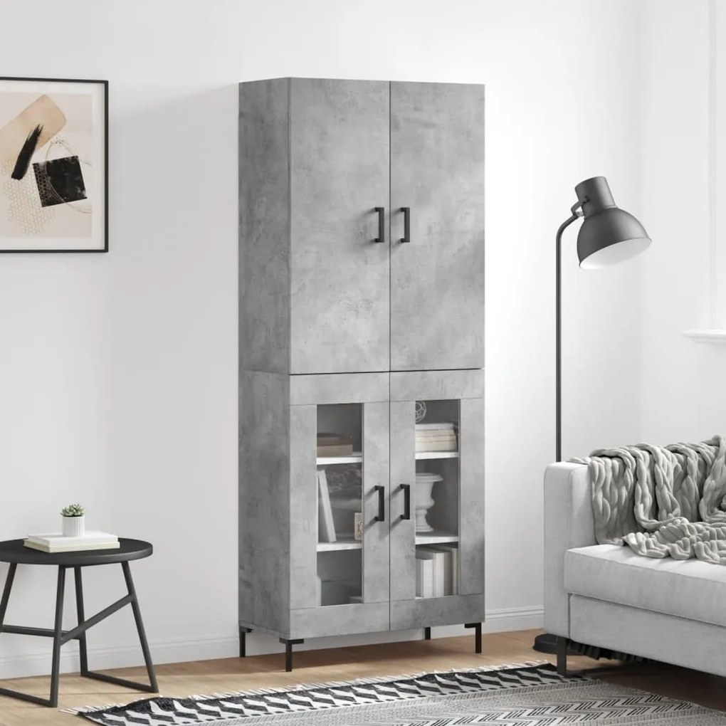 Skříň highboard betonově šedá 69,5x34x180 cm kompozitní dřevo