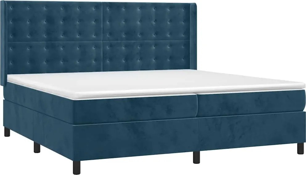 Box spring postel s matrací tmavě modrá 200x200 cm samet 3132943