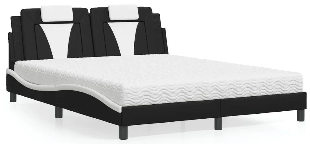 Postel Viana s matrací černá a bílá 160 x 200 cm umělá kůže 3208808