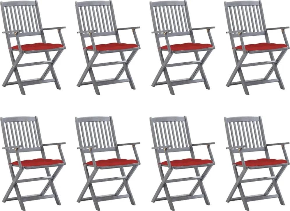 vidaXL Skládací zahradní židle s poduškami 8 ks masivní akácie [3078281] Barva: krémová