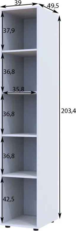 Skříň jednodveřová se zrcadlem Gelar 39 cm Bílá