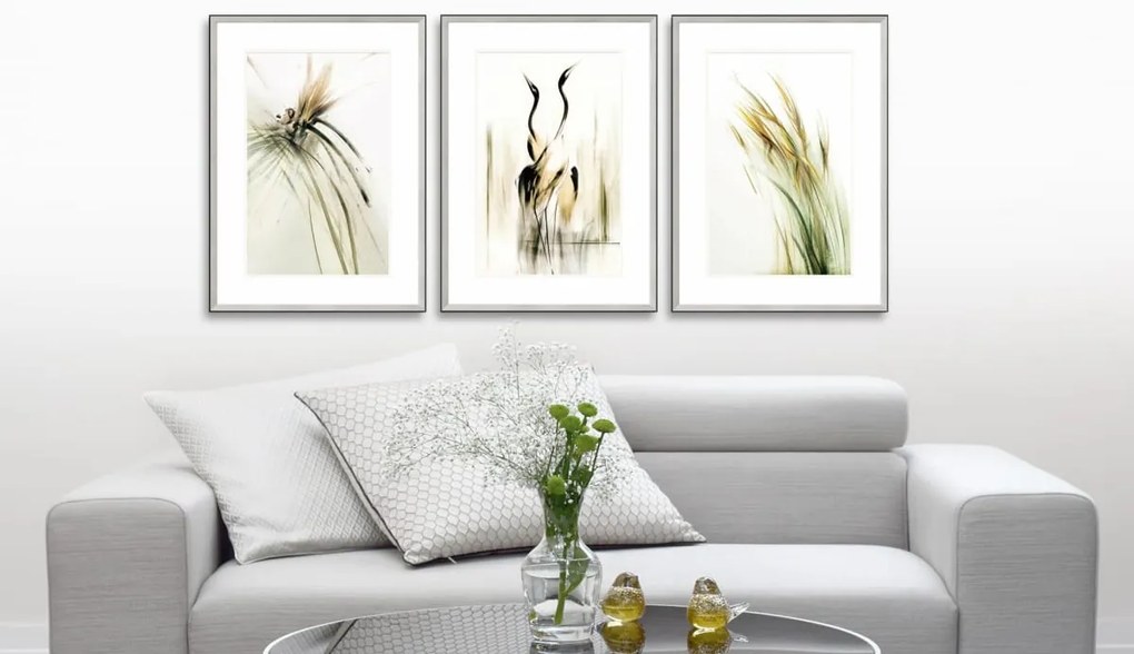 Moderní a elegantní triptych do obývacího pokoje a ložnice, sada 3 obrazů, Prchavá Série | Anna Borkowska