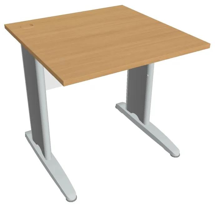 Stůl pracovní rovný 80 cm - Hobis Cross CS 800 Dekor stolové desky: buk, Dekor lamino podnože: bílá, Barva nohou: Stříbrná