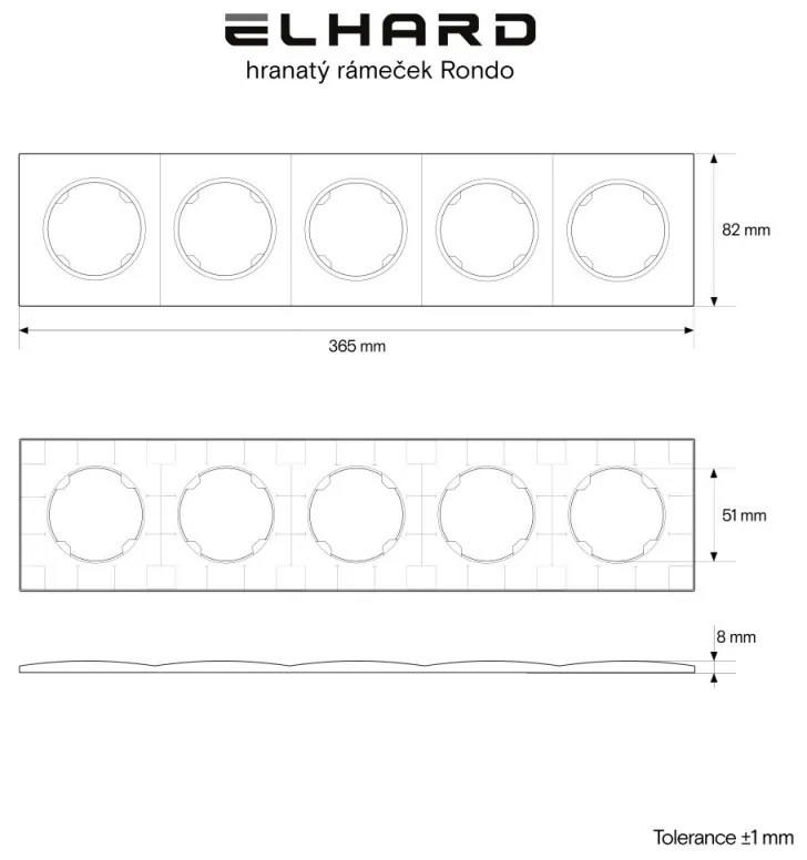Elhard Hranatý pětirámeček Rondo, bílý RD3105W