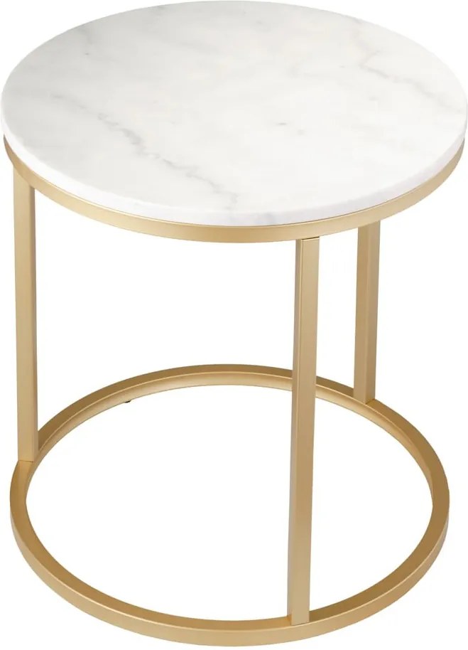 Mramorový odkládací stolek s konstrukcí v barvě mosazi RGE Accent, ⌀ 50 cm