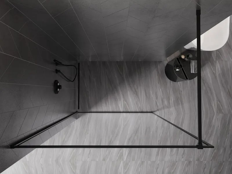 Mexen Kioto-XF sprchová stěna Walk-in s rámem 150 x 202 cm, transparentní 10 mm, černá - 800-150-104-70-00-X
