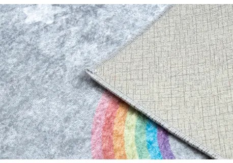 Dywany Luszczow Dětský kusový koberec JUNIOR 52063.801 pratelný  Duha, mraky pro děti protiskluz, šedá Rozměr koberce: 140 x 190 cm