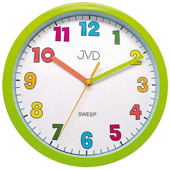 Zelené barevné tiché netikající dětské hodiny JVD sweep HA46.4