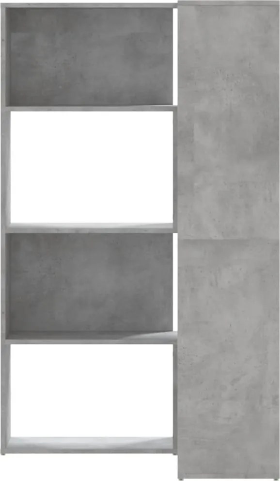 Rohová knihovna 4patrová betonově šedá 85x85x140 cm kompozit 3307813