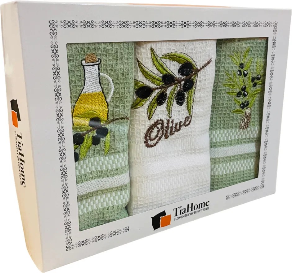Utěrky na nádobí vaflové Olive 3ks 40x60cm TiaHome