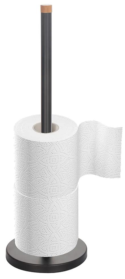 Stojan na toaletní papír / kuchyňskou utěrku, černá tyč 47x15