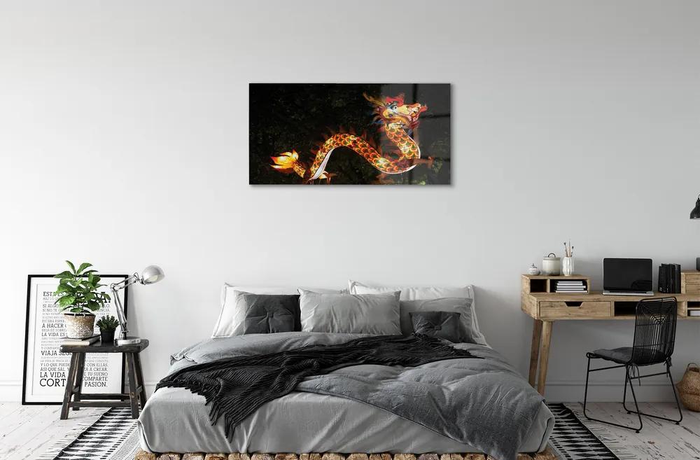 akrylový obraz Japonský drak osvětlené 100x50 cm