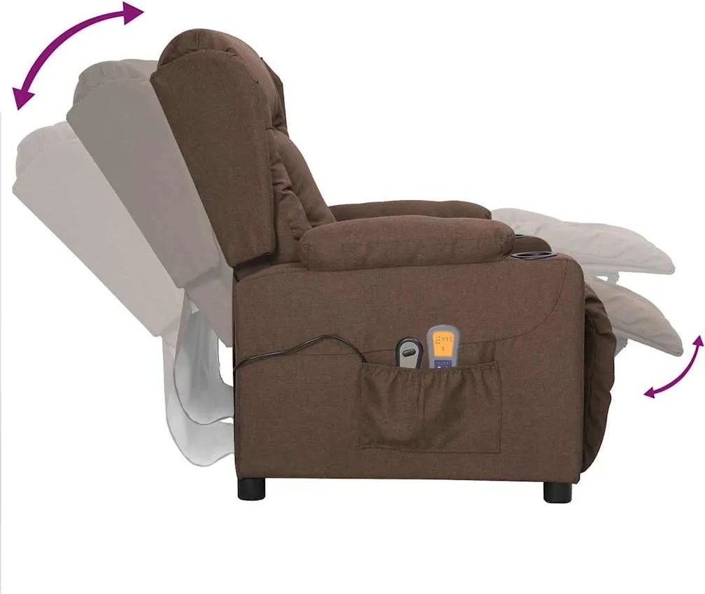 Elektrické masážní křeslo taupe textil 3098797