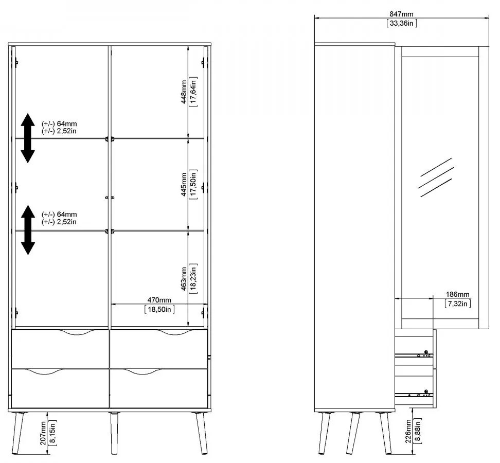 Tvilum Vitrína Retro 462 bílá/dub sonoma