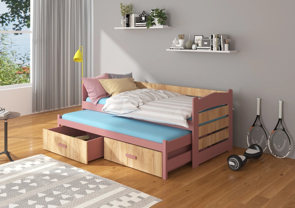 ADRK Furniture Postel dvojitá s matracemi TIARRO 200x90 CH-Tia-P+OGOLD-206+M-E412